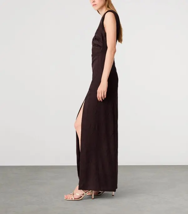 Maje Ruched Sleeveless Midi Dress