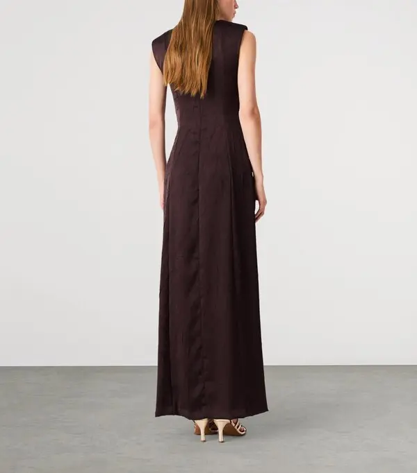 Maje Ruched Sleeveless Midi Dress
