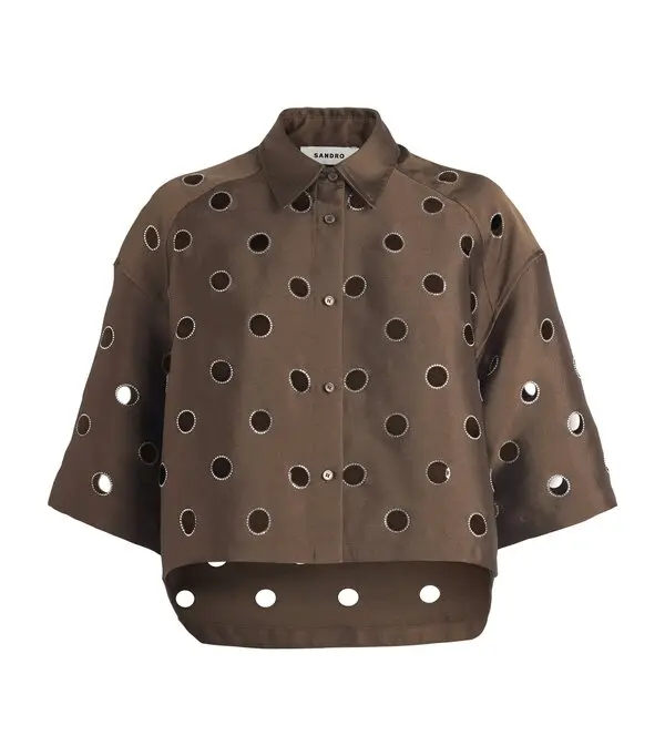 Sandro Rhinestone Cropped Shirt