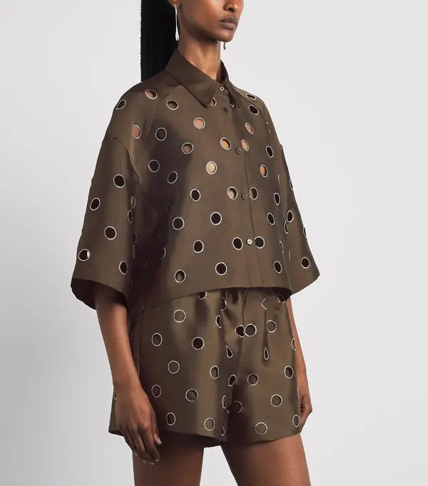Sandro Rhinestone Cropped Shirt