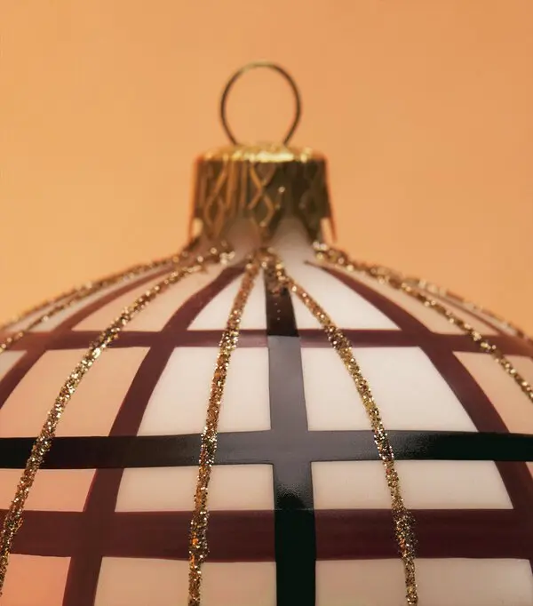Harrods Glass Tartan Bauble