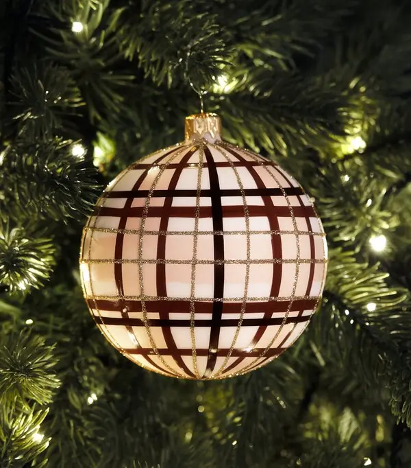 Harrods Glass Tartan Bauble