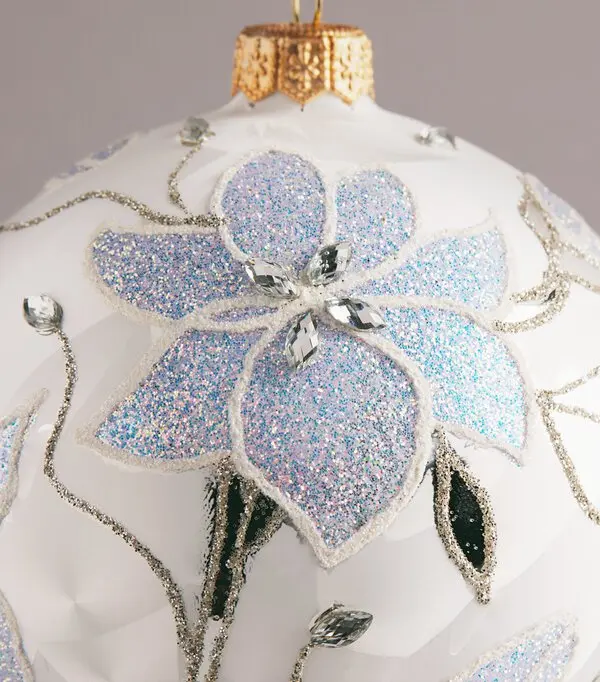 Harrods Glitter Floral Bauble