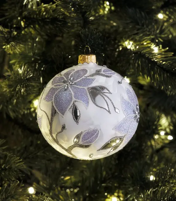Harrods Glitter Floral Bauble