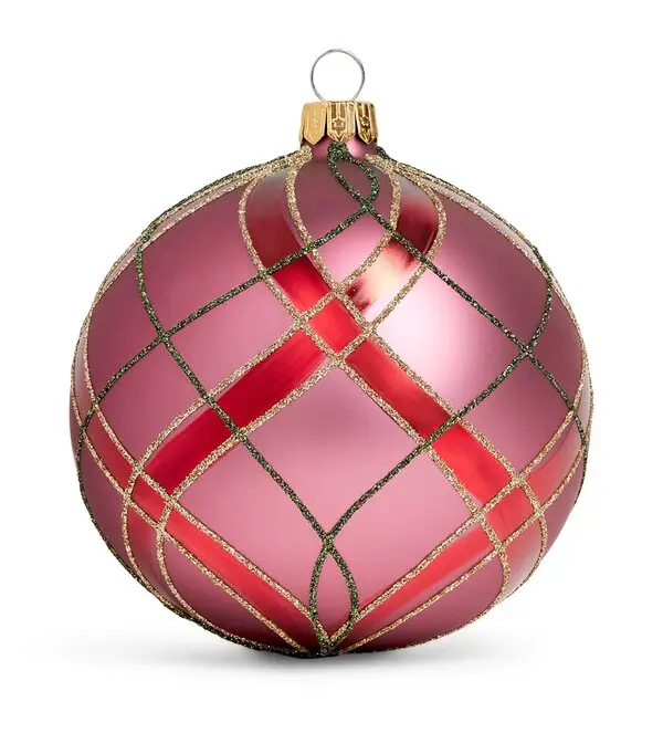 Harrods Glitter Tartan Bauble