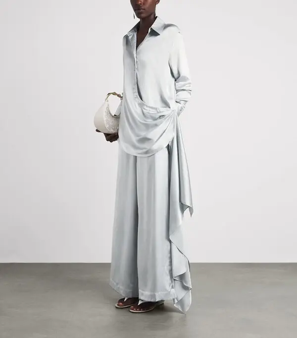 ABADIA Satin Wide Leg Trousers
