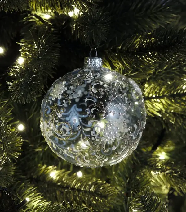 Harrods Glitter And Faux Pearl Swirl Embellished Bauble