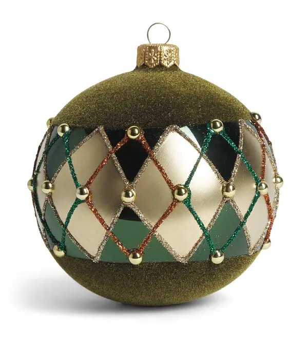Harrods Velvet Argyle Bauble