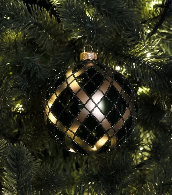 Harrods Glitter Tartan Bauble