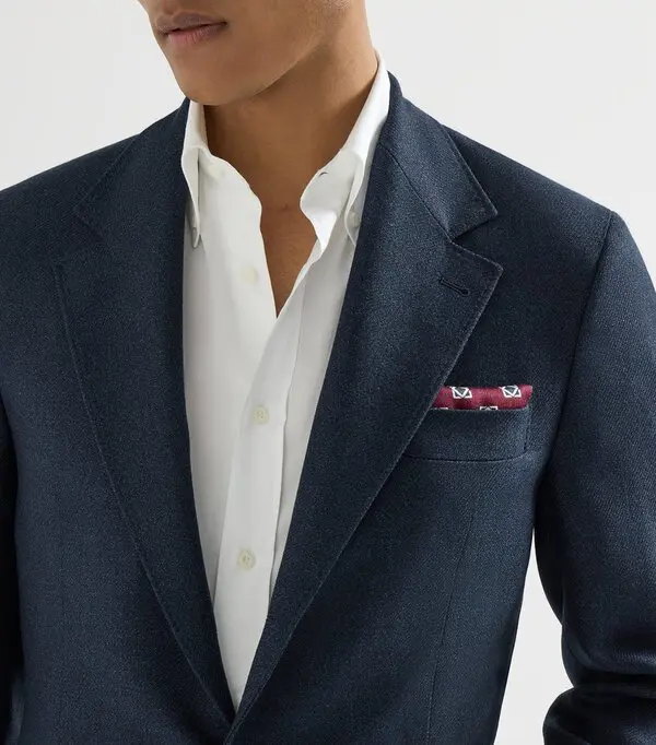 Brunello Cucinelli Mouliné Virgin Wool Twill Deconstructed Blazer