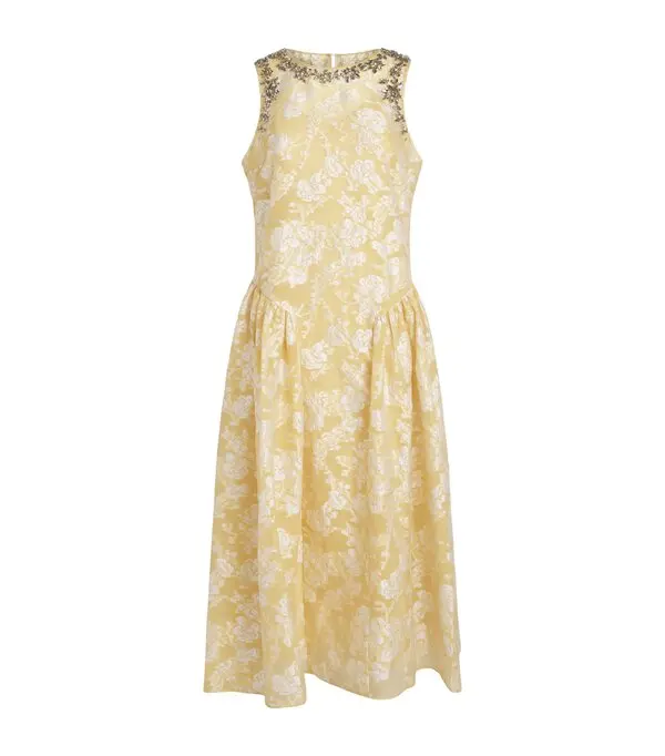 Cinq À Sept Florence Organza Jacquard Midi Dress - Yellow