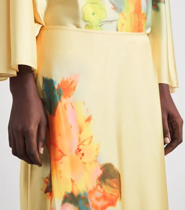Cinq À Sept Watercolour Floral Carole Midi Skirt
