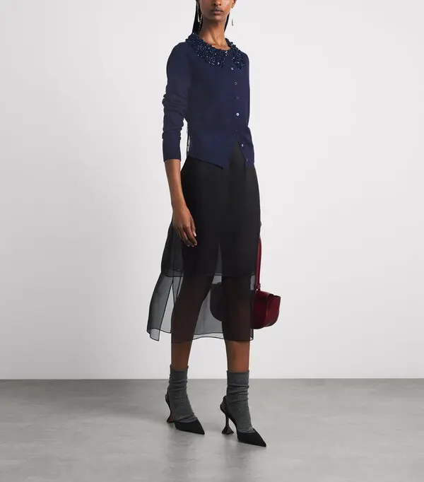 Ulla Johnson Merino Wool Embellished Cardigan - Navy
