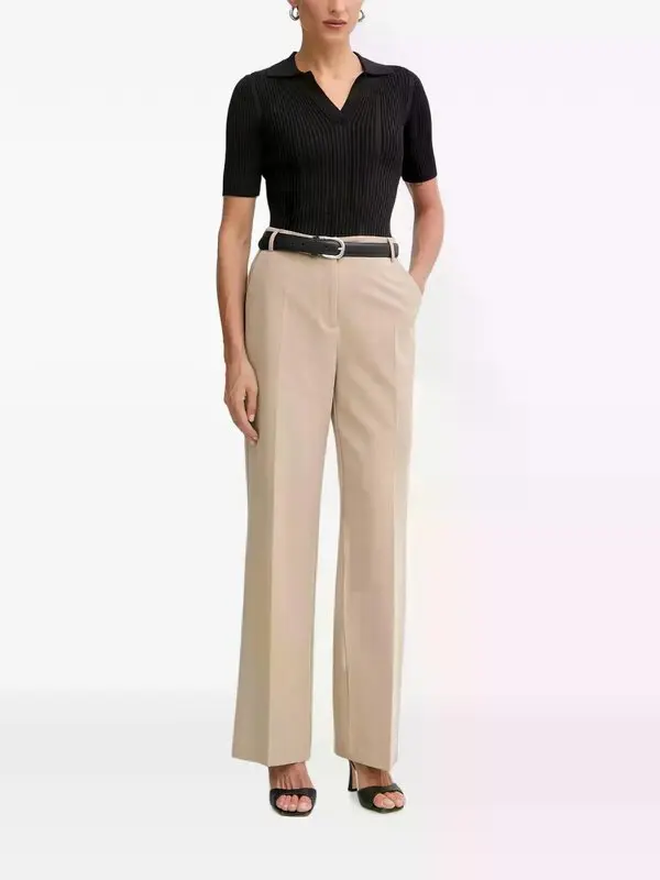 FRACOMINA Ribbed Knit Short-sleeve Top With Spread Collar