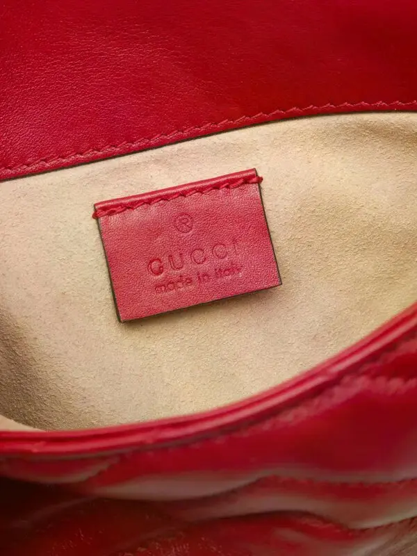 Gucci 2000-2015 Mini Gg Marmont Matelasse Leather Flap Crossbody Bag - Red
