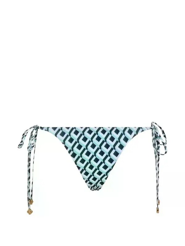 Casablanca Cubist Cc Monogram Beaded Bikini Bottom - Green