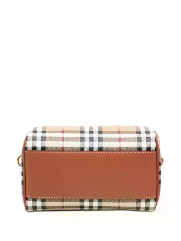 Burberry Mini House Check Coated Canvas Bowling Bag Satchel - Brown