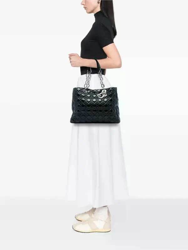 Dior Patent Cannage Lady Shopping Tote Bag - Blue