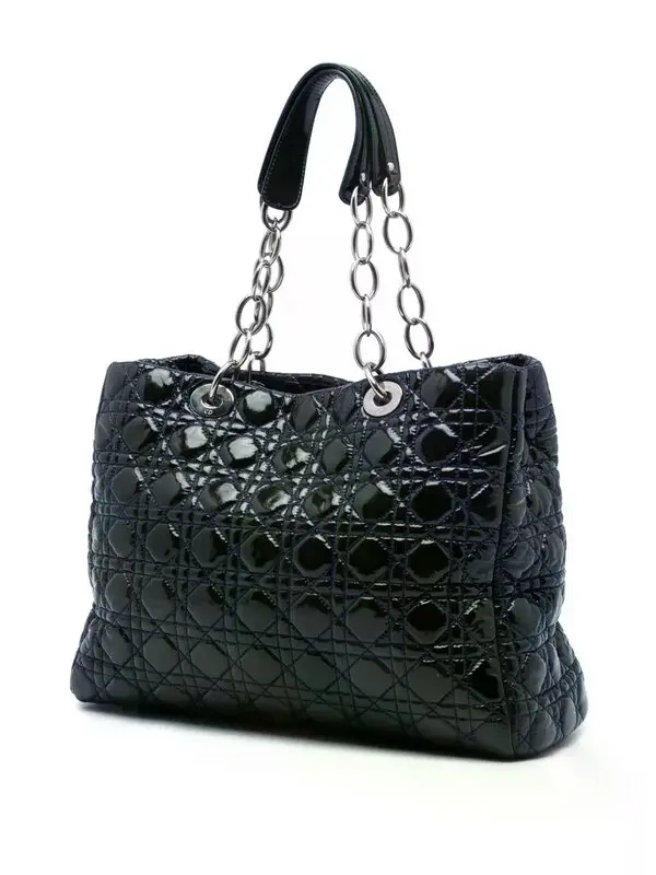 Dior Patent Cannage Lady Shopping Tote Bag - Blue