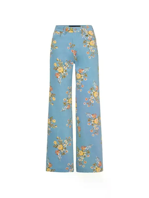 Veronica Beard Taylor Floral-print Jeans - Blue