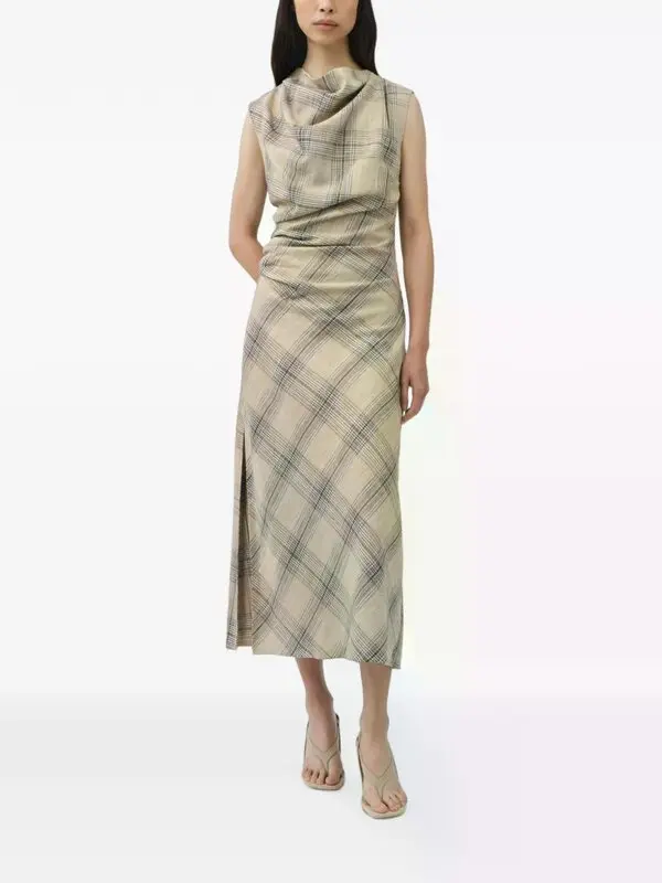 Simkhai Burke Draped Plaid Midi Dress