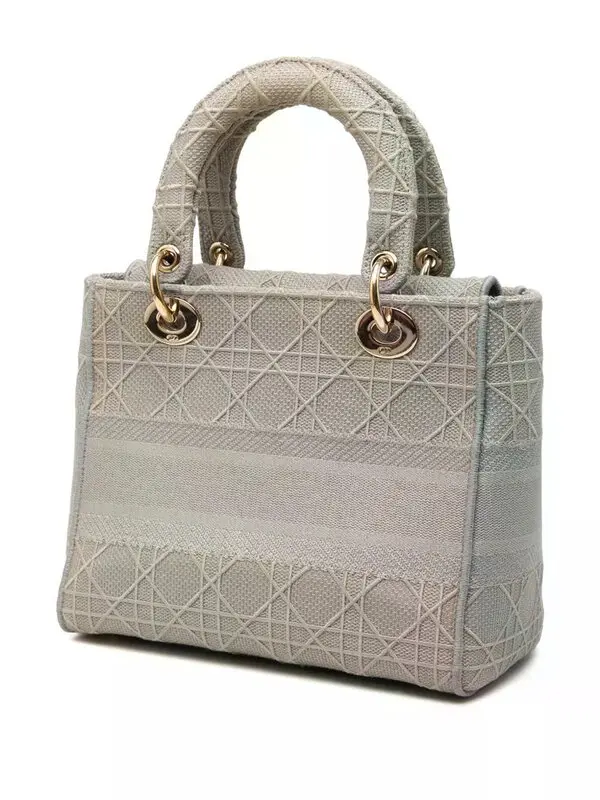 Dior Embroidered Canvas Cannage Lady D Lite Satchel