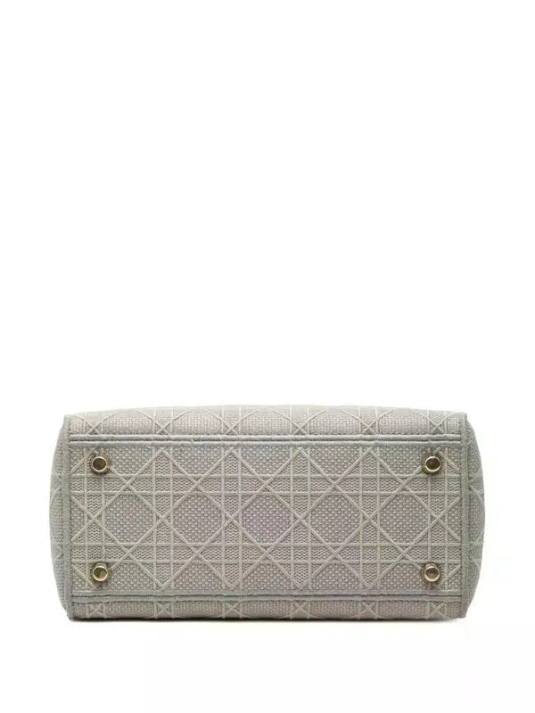 Dior Embroidered Canvas Cannage Lady D Lite Satchel