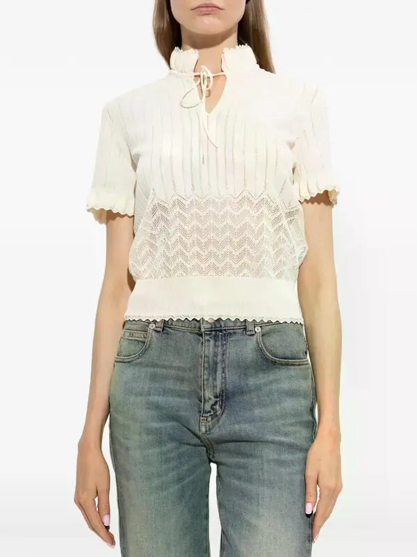 Alexander McQueen Pointelle-knit Top In Ivory