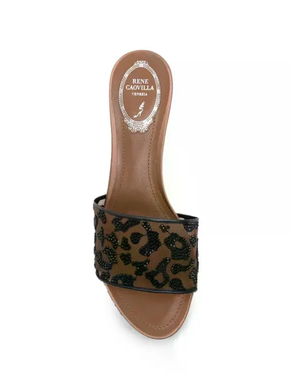 Rene Caovilla Allura Leopard-print Wedge Sandals 100mm