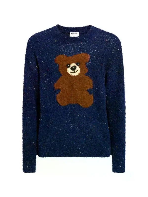 Moschino Teddy Bear Bouclé Wool-blend Sweater - Blue