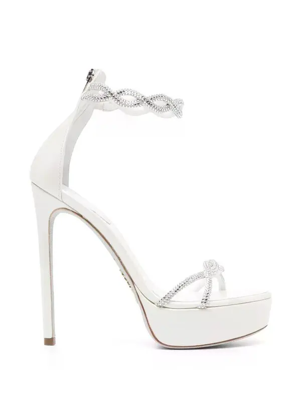 Rene Caovilla Braided Crystal Embellished Sandals - White