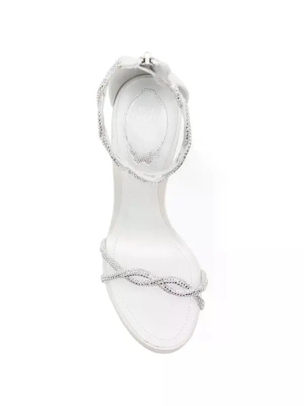 Rene Caovilla Braided Crystal Embellished Sandals - White