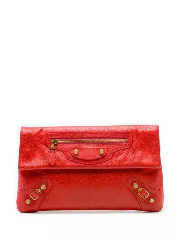 Balenciaga Lambskin Leather Clutch Bag - Red