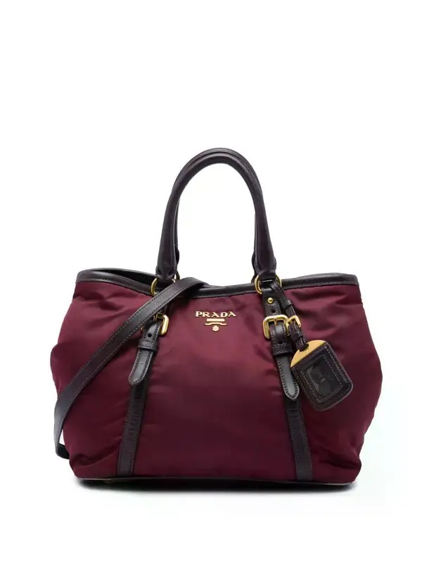 Prada 2013-2026 Soft Calf Trimmed Tessuto Satchel