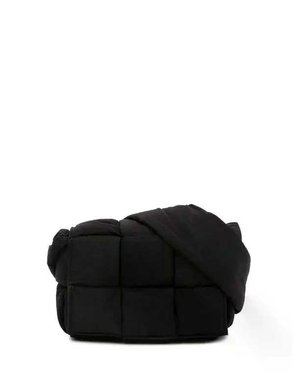Bottega Veneta 2012-2026 Candy Nylon Intrecciato Padded Tech Cassette Crossbody Bag - Black