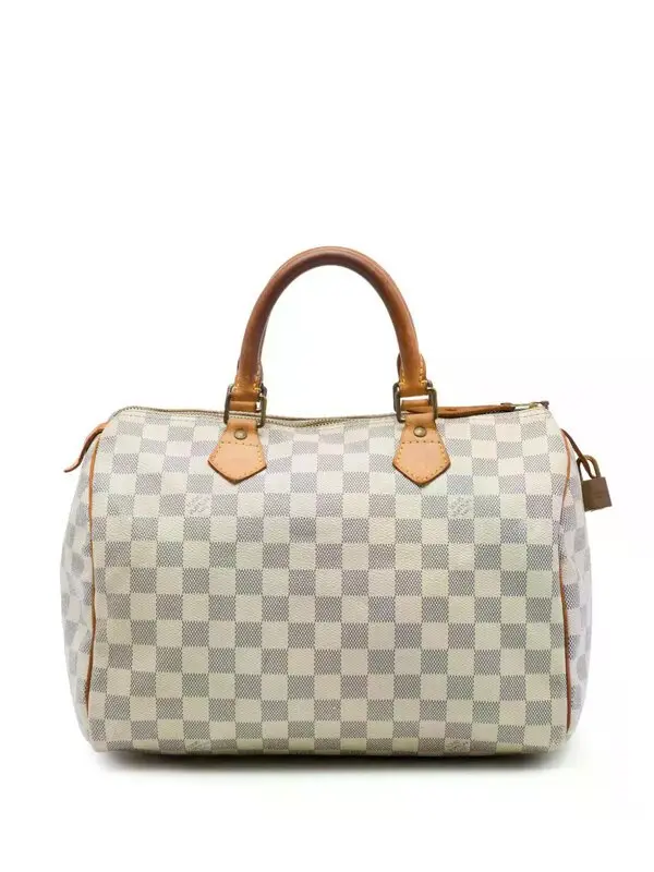 LOUIS VUITTON Damier Azur Speedy 30 Boston Bag - White