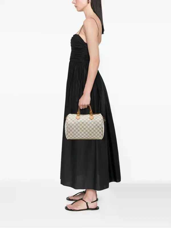 LOUIS VUITTON Damier Azur Speedy 30 Boston Bag - White