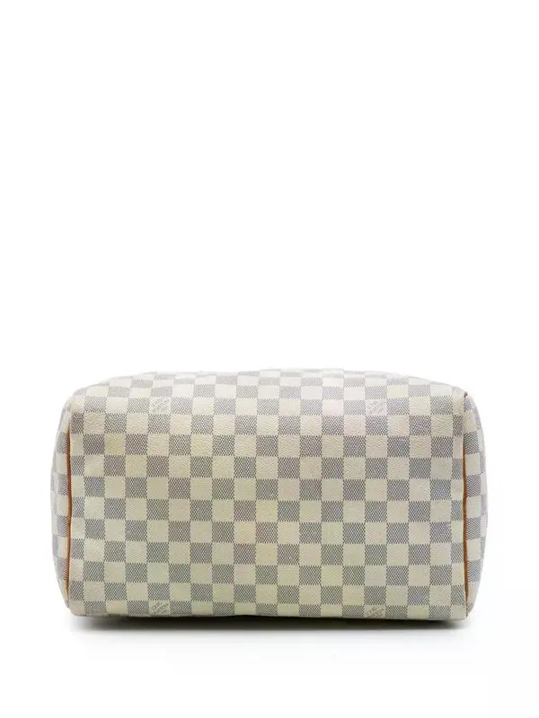 LOUIS VUITTON Damier Azur Speedy 30 Boston Bag - White