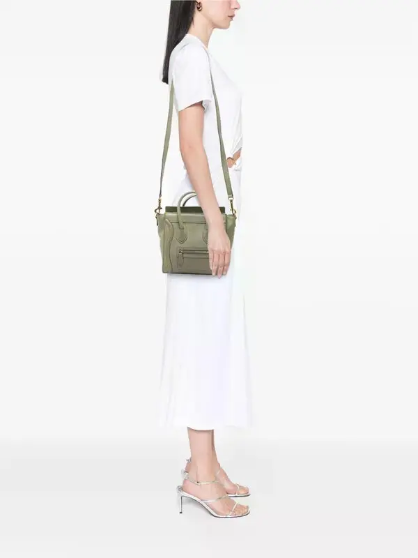 Celine 2012 Nano Leather Luggage Tote Satchel - Green