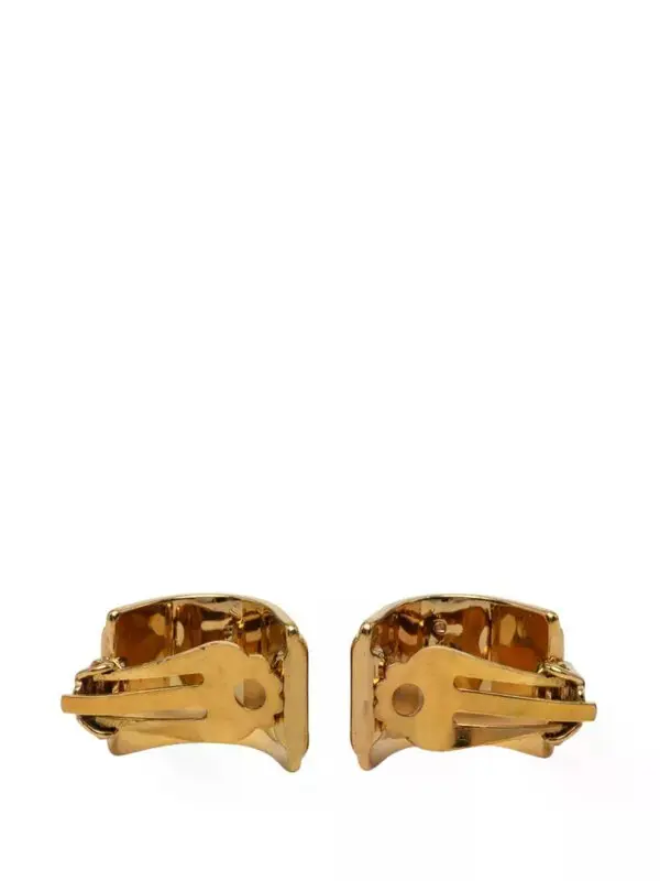 Hermès Gold Plated Enamel Clip-on Earrings - Blue