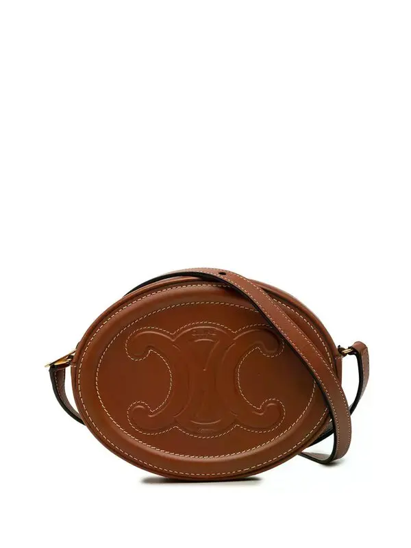 Celine Calfskin Cuir Triomphe Oval Crossbody Bag - Brown