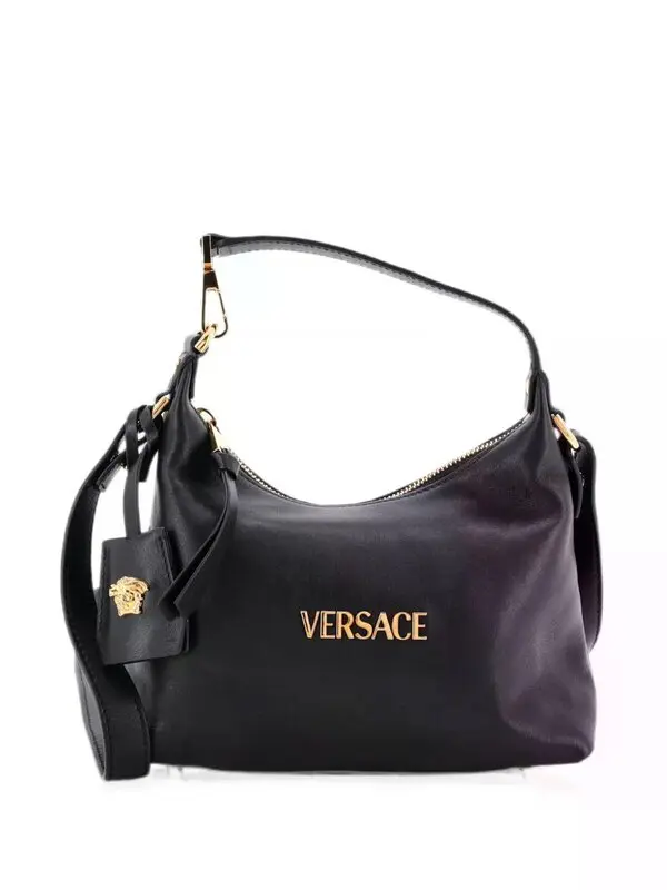Versace Tag Leather Hobo Bag