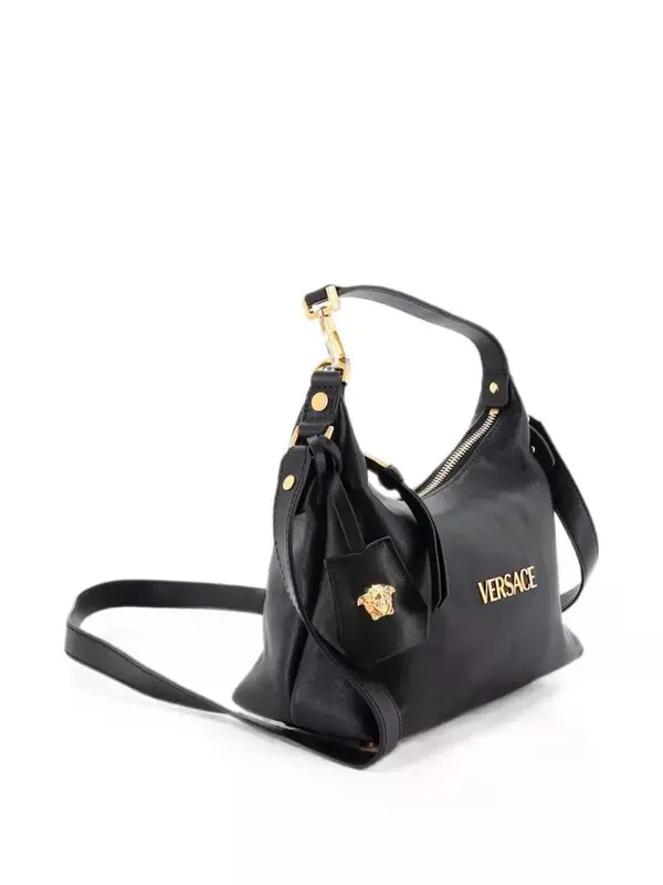 Versace Tag Leather Hobo Bag