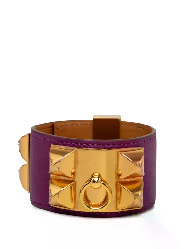Hermès Collier De Chien Bracelet In Gold Plated And Swift Leather