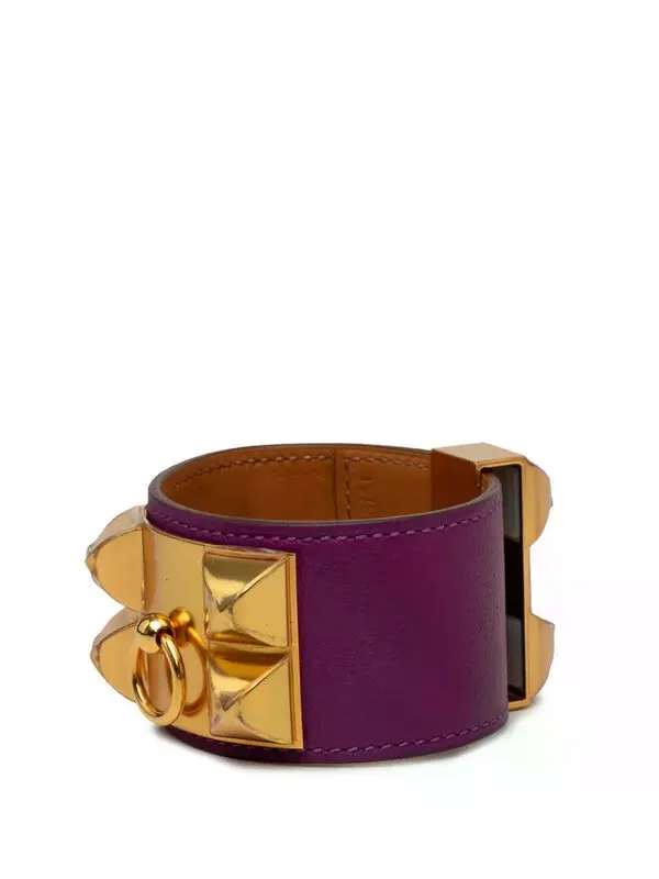 Hermès Collier De Chien Bracelet In Gold Plated And Swift Leather