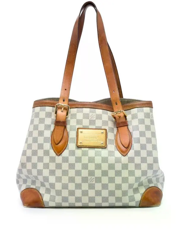 LOUIS VUITTON Damier Azur Hampstead Mm Tote Bag - White