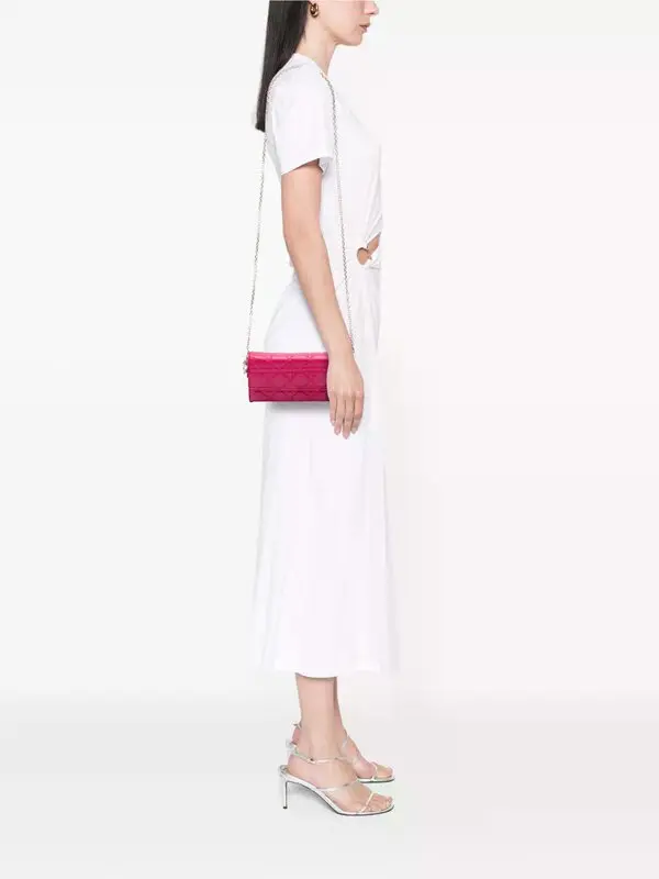 Dior Lambskin Cannage Lady Wallet On Chain Crossbody Bag - Pink