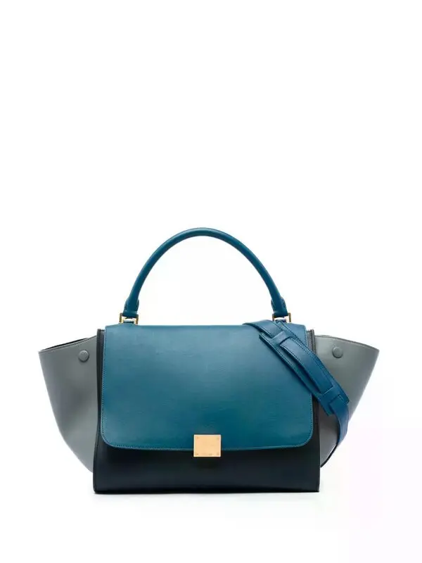Celine 2014 Medium Tricolor Leather Trapeze Satchel - Black