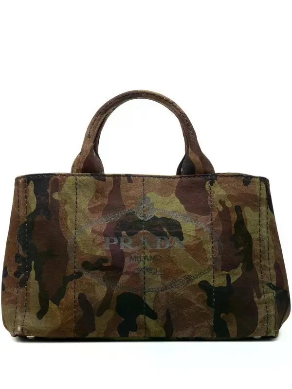 Prada 2013-2026 Canvas Canapa Logo Camouflage Tote Satchel