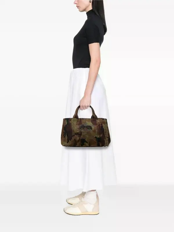 Prada 2013-2026 Canvas Canapa Logo Camouflage Tote Satchel